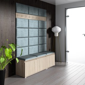 Eka Předsíňová stěna s čalouněnými panely Trinity 6 - Sonoma / Světlá modrá 2322