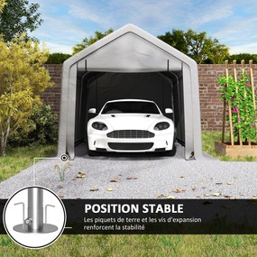 Outsunny Carport - Garážový stan pro auta 3 x 5,2 m, venkovní přístřešek pro vozidla, skladovací stan s odnímatelnými rolovacími dveřmi, přístřešek pr