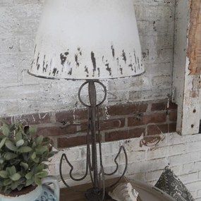 Krémová antik stolní lampa s kotvou a kovovým stínidlem – 35x79 cm