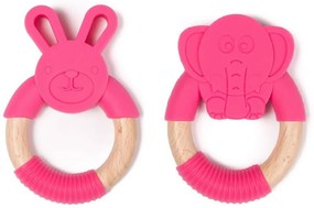 Bo Jungle kousátko B-Teether Animal wood pink Green flower