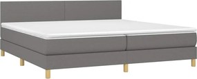 Box spring postel s matrací a LED tmavě šedá 200x200 cm textil 3133582