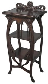 Masivní vyřezávaný odkládací stolek z mahagonu s harfou 94 cm