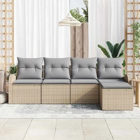 Set pohovek 5 ks Béžová a Světle šedá polyratan 3354669