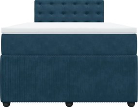 Box spring postel s matrací modrá 120 x 200 cm samet 3290026
