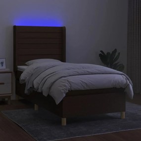 Box spring postel s matrací a LED tmavě hnědá 80x200 cm textil 3138912