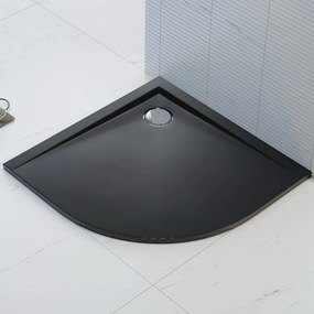 Polimat Čtvrtkruhová sprchová vanička z minerálního kompozitu Perrito HR 80x80 (90x90) Barva: Černá, Rozměry (cm): 80x80