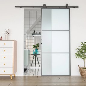 HOMCOM Sada pro posuvné dveře, 2m kovový kit se závěsy, kolejnicemi, svorkami a zařízeními proti vypadnutí, posuvný systém dveří, šrouby z uhlíkové o…