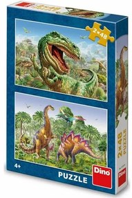 Dino Puzzle Souboj dinosaurů, 2x48 dílků