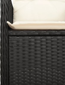 7dílný zahradní bistro set s poduškami černý polyratan 3276980