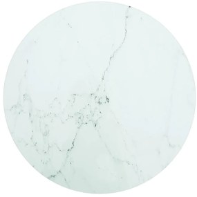 Stolní deska bílá Ø 50 x 0,8 cm tvrzené sklo mramorový design