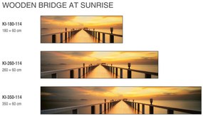 DIMEX | Fototapeta do kuchyně Dřevěný most KI-260-114 | 260 x 60 cm | žlutá, oranžová, hnědá