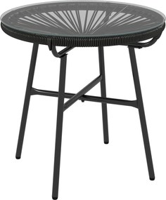 Outsunny ratanový odkládací stolek bistro stolek kulatý se skleněnou deskou 50x50x50cm na terasu balkon černý |