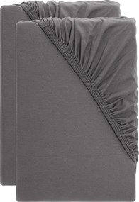 Livarno® Sada žerzejových napínacích prostěradel, 90–100 x 200 cm, 2dílná, šedá