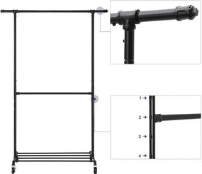 Věšákový stojan na kolečkách HSR62BK