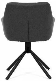 Jídelní židle křeslo tmavě šedá látka, otočný mechanismus 90°/90° (L/P), černý kov HC-532 GREY2