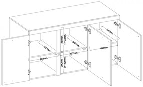 FALCO Komoda se třemi dvířky Rumba dub sonoma