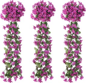 vidaXL Umělé květinové girlandy 3 ks 85 cm [359049] Barva: Světle fialová