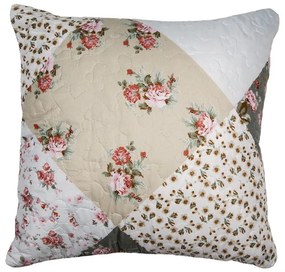 Béžový povlak na polštář s květy Patchwork - 40*40 cm