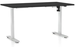 Výškově nastavitelný stůl OfficeTech A, 120 x 80 cm, bílá podnož, černá