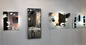 Amirro 80 x 60 cm MRAKY III pískované zrcadlo, 80 x 60 cm podsvícení, autorské zrcadlo STOD003