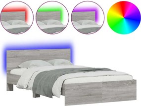 Rám postele s čelem a LED osvětlením šedý sonoma 120 x 200 cm 3207621
