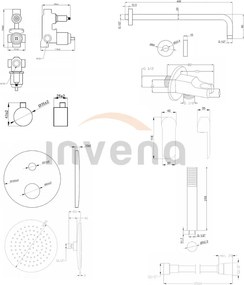 Invena Siros, podomítková sprchová sada s 2-výstupovým tělesem, černá matná, INV-BS-90-012-A