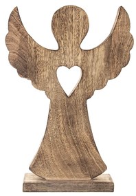 Anděl dřevo MANGO srdce