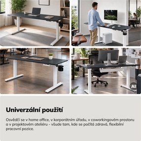 Elektrický stůl s nastavitelnou výškou ergonomický bílo-antracitový,1600x800 mm: ARIA