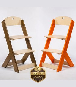 Lucas Wood Style - rostoucí židle OMEGA III zvýhodněný set 2 ks - kaštan +  oranžová