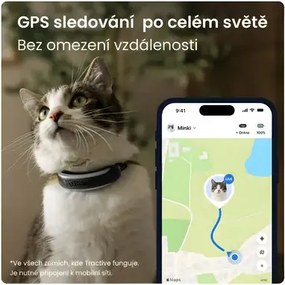 Tractive CAT 6 Mini černá / GPS obojek pro kočky / Živé sledování polo