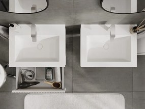 Mexen Rivel, koupelnová skříňka 60 cm s umyvadlem Otis, 1 zásuvka, drážkovaná, bílá matná, 91A20-06023-1-BF01-W18M01