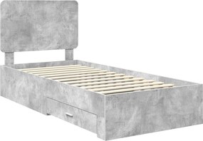 Rám postele s čelo Betonově šedá 90 x 200 cm Kompozitní dřevo 3412831
