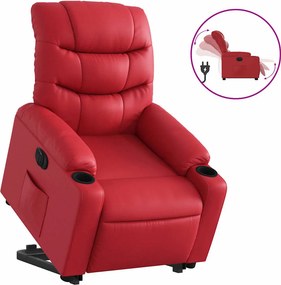 Elektrické zvedací polohovací křeslo červené umělá kůže 3206618