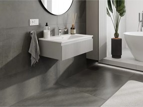 Mexen Rivel, koupelnová skříňka 80 cm s umyvadlem Otis, 1 zásuvka, drážkovaná, šedá matná/bílá, 91A20-08023-1-BF62-W18M01