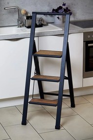 Skládací schůdkový žebřík, černý, 3 schody, WENKO