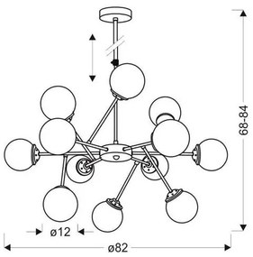 Lustr na tyči BEST 12xE14/40W/230V
