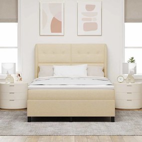 Postel s boxspringem s čelo Krémová 140 x 200 cm textil 3340569