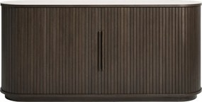 Komoda s keramickou deskou s posuvnými dveřmi v tmavě přírodní barvě 165x76x45 cm Enna – Unique Furniture