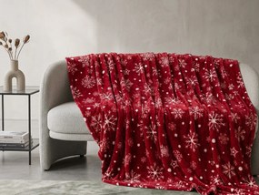 Červená vánoční mikroplyšová deka SNOWFALL Rozměr: 150 x 200 cm