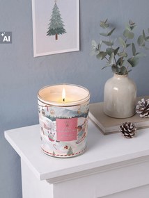Sinsay - Vonná svíčka se zimním potiskem Fluffy Marshmallows - modrá
