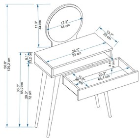 TINOS toaletní stolek se zrcadlem, antracit