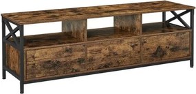 TV stojan se 3 zásuvkami a úložnými policemi, 147 x 50 x 40 cm, rustikální
