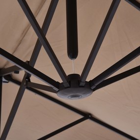 Dvojitý sluneční deštník Outsunny 455 x 265 cm, slunečník s UV ochranou a klikou, větruodolný slunečník pro balkón a pláž, světle hnědý