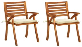 Zahradní jídelní židle s poduškami 2 ks masivní akáciové dřevo - Default Title