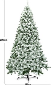 Costway 225 cm Umělý vánoční stromek Zasněžená borovice na pantech s kovovým