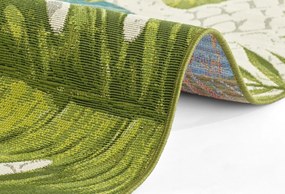 Hanse Home, Kusový koberec Flair 105617 Tropical Leaves Turqouise Green – na ven i na doma, 120x180, vícebarevná, chodba / předsíň