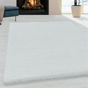 Ayyildiz, Kusový koberec Fluffy Shaggy 3500 white, 60x110, bílá, ložnice