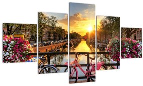 Obraz - Východ slunce v Amsterdamu (125x70 cm)