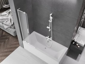 Mexen Velar L, 2-křídlová posuvná vanová zástěna 70 x 150 cm, 8mm sklo námraza, bílá matná, 896-070-003-31-20