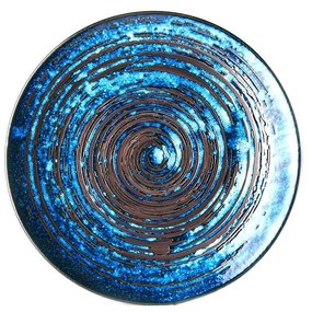 Modrý keramický talíř MIJ Copper Swirl, ø 29 cm